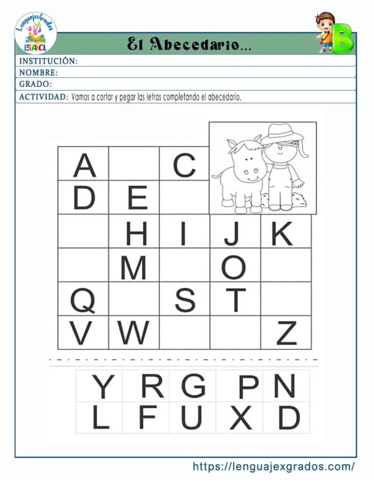 Ejercicios para enseñar el abecedario a niños de Preescolar - Lenguaje ...