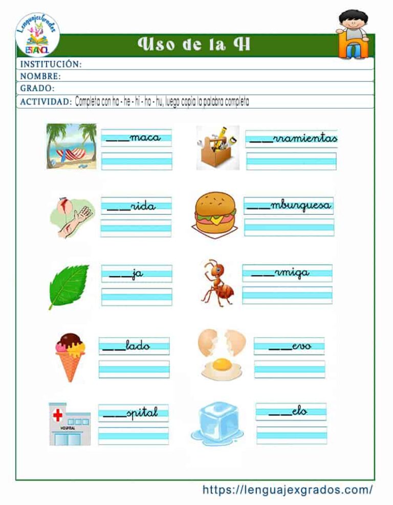 Reglas del uso de la "H" para niños - Ejemplos y ejercicios