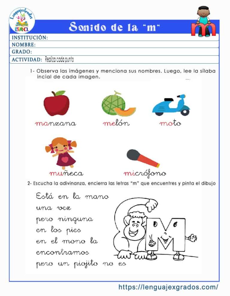 Sonido de la letra “m” para niños e imprimir