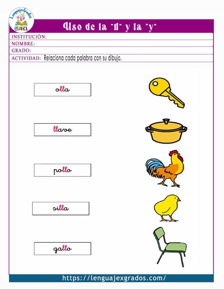 Uso de la “ll” y la “y” Para Niños con Ejemplos y Ejercicios